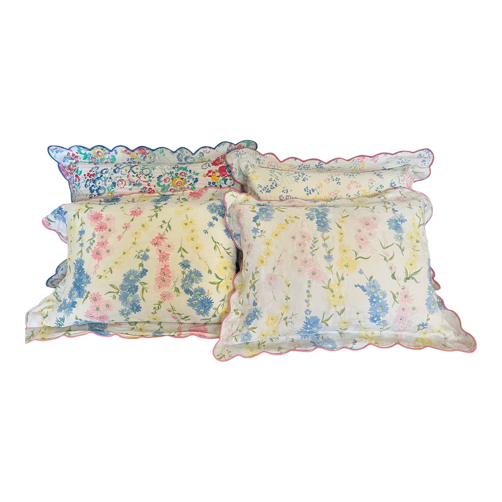 Vintage D Porthault Boudoir Pillows - Set of 4 | Chairish
