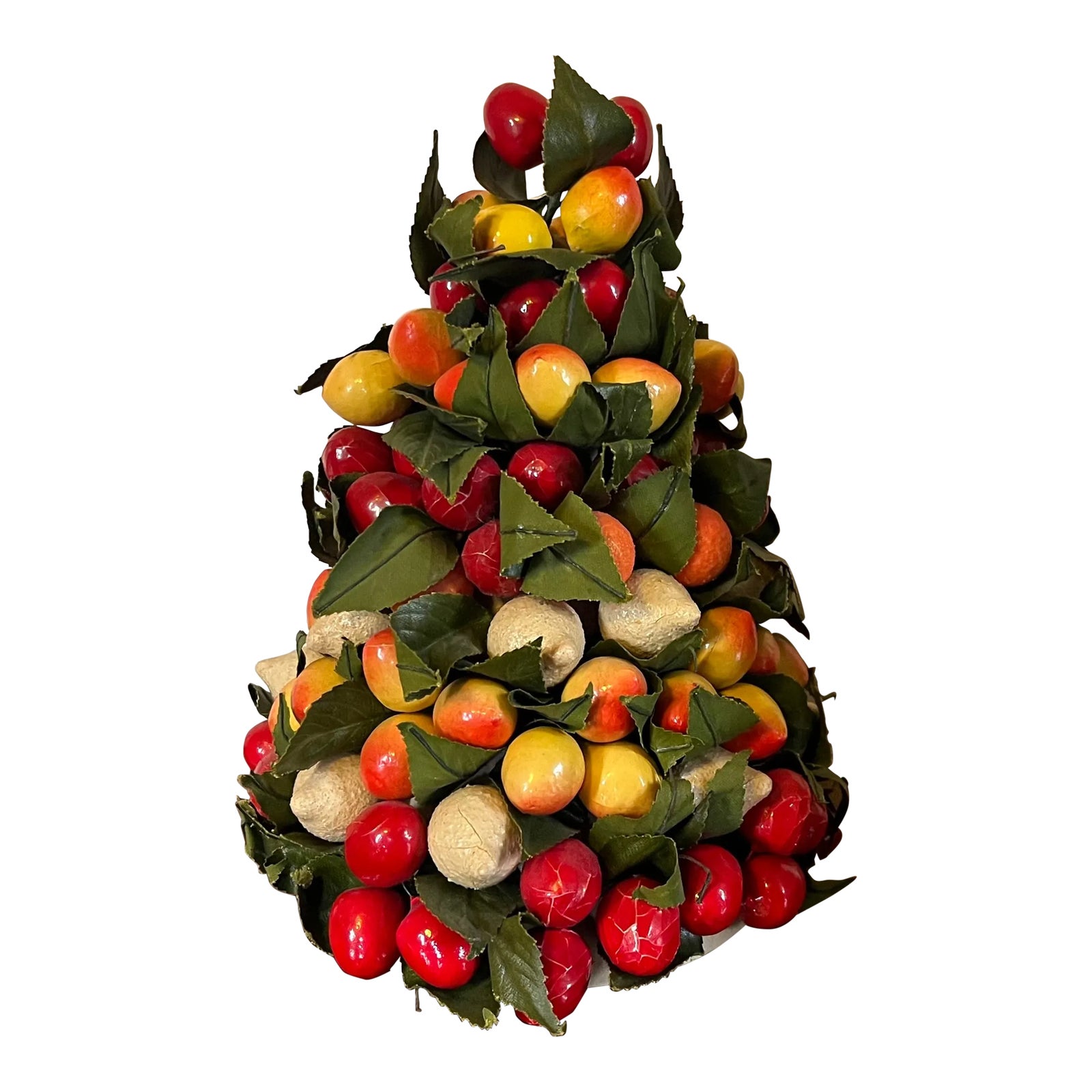 Table Top Christmas Tree Made of Millinery Fruit Circa 1950's | Chairish