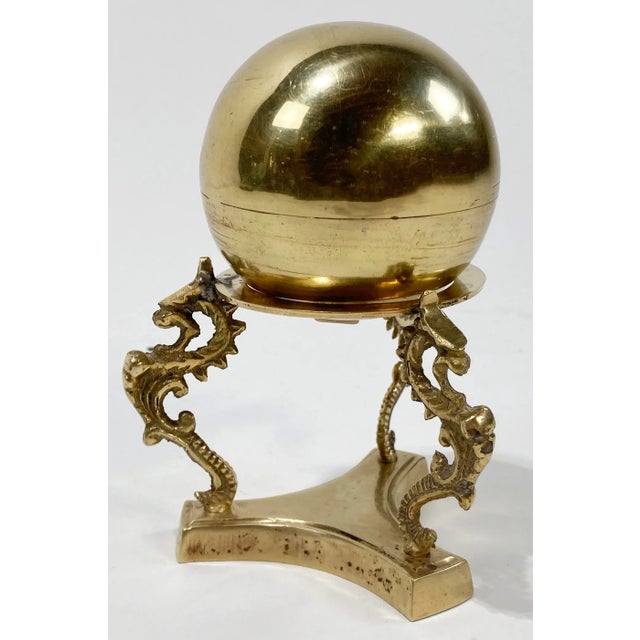 Vintage Brass Ball on Brass Serpent Orb Stand | Chairish