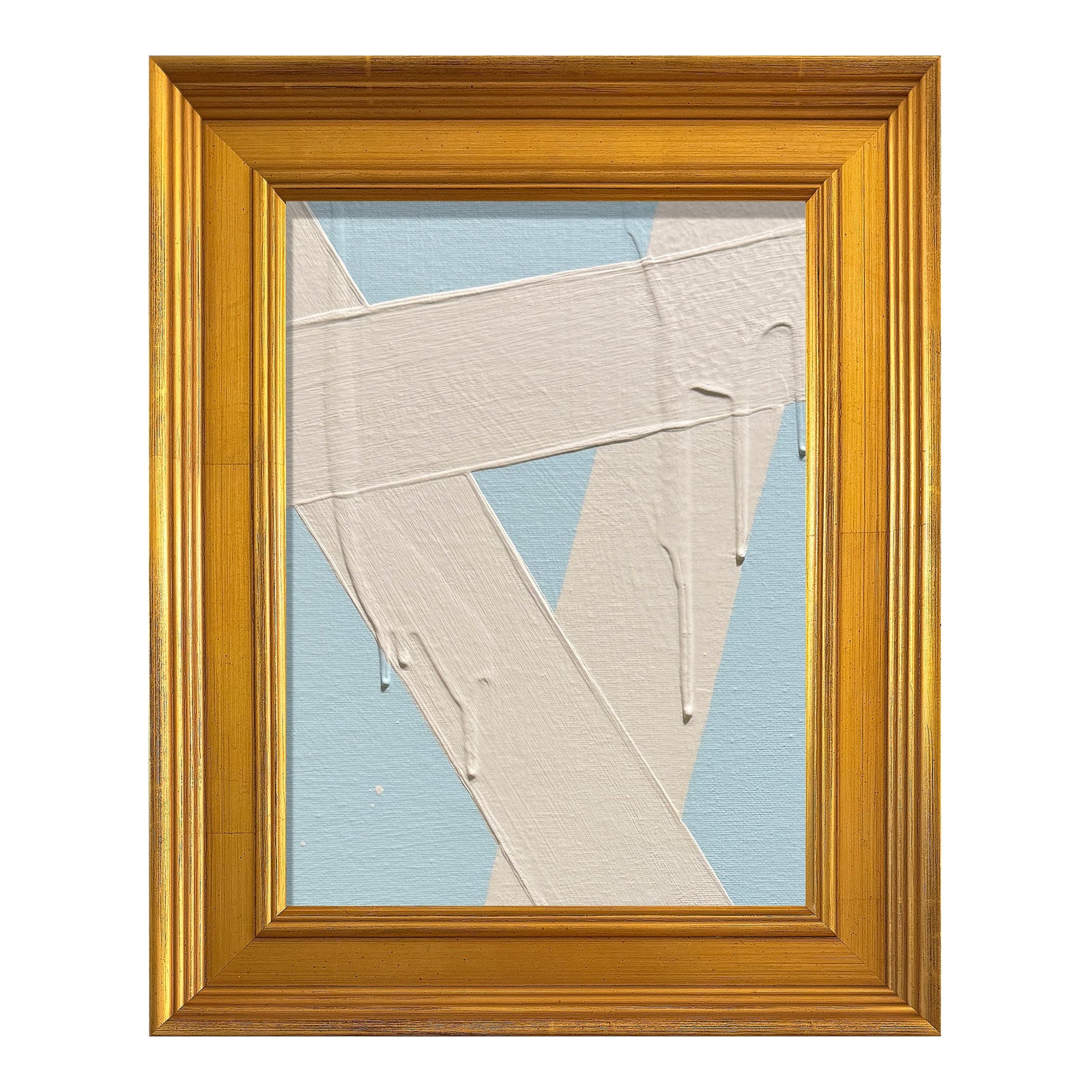 Ron Giusti Mini Abstract Powder Blue Cream Acrylic Painting | Chairish