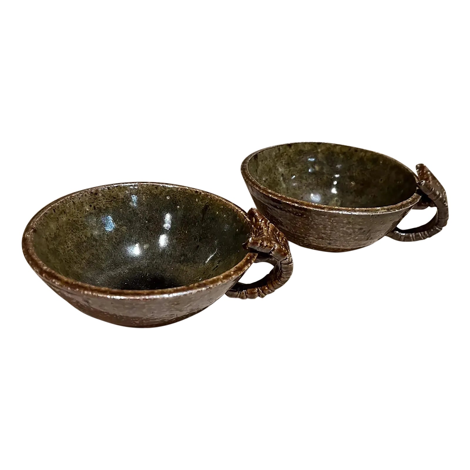 1980 Set of Two Sculptural Coffee Cups Abstract Art Pottery Signed ...