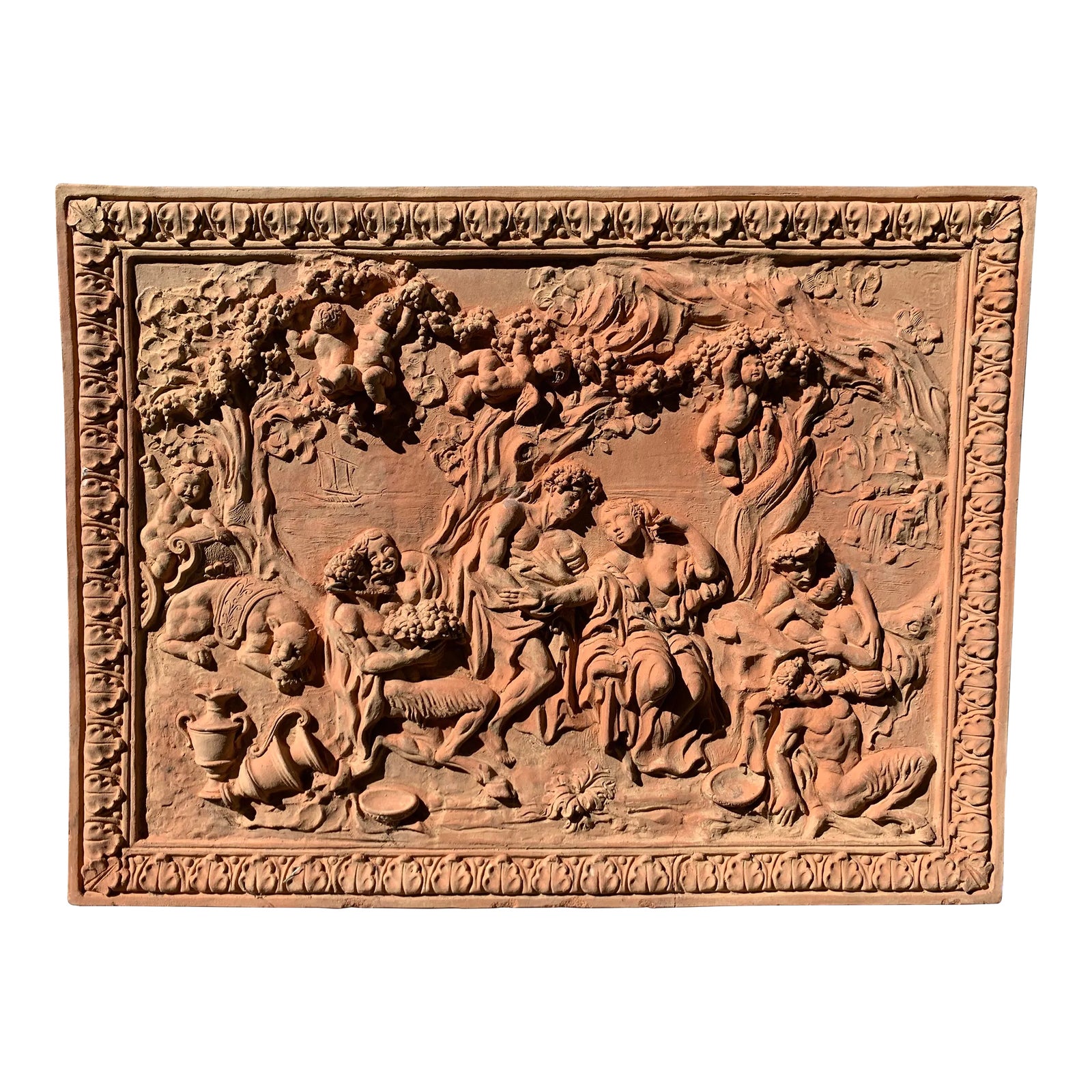 Monumental Vintage Italian Bas Relief Terracotta Frieze Panel of a ...