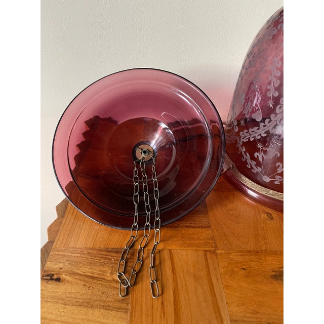 Early 19th Century Ruby Flashed and Engraved Bohemian Glass Lamp | Chairish