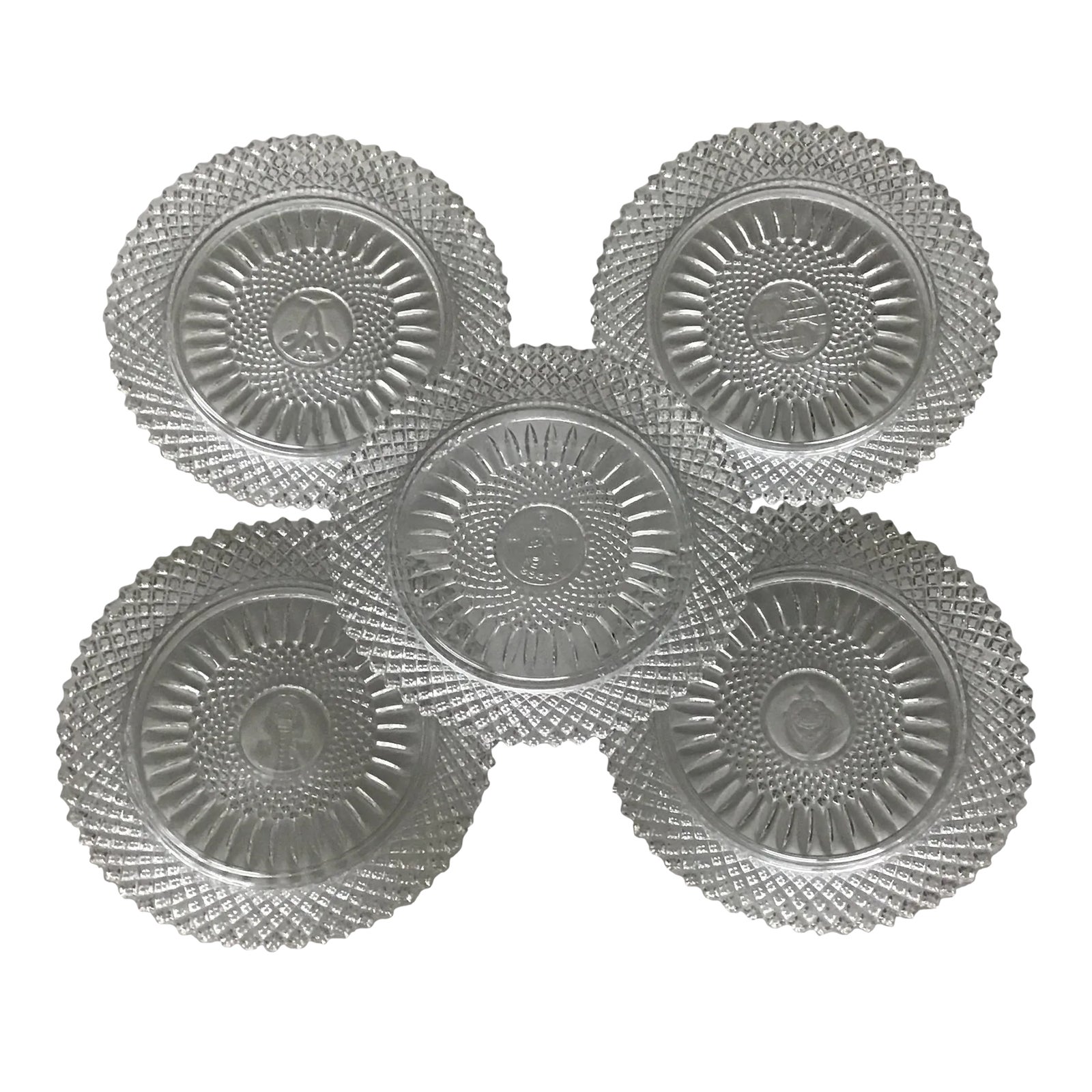 1978 Fostoria Stratton Pattern Crystal Plates - Set of 5 | Chairish