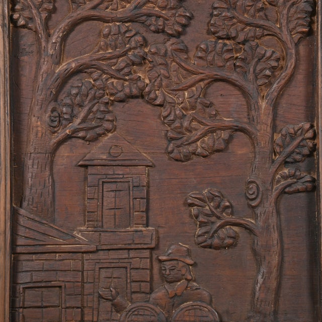 Vintage Handmade Carved Wood Panel | Chairish