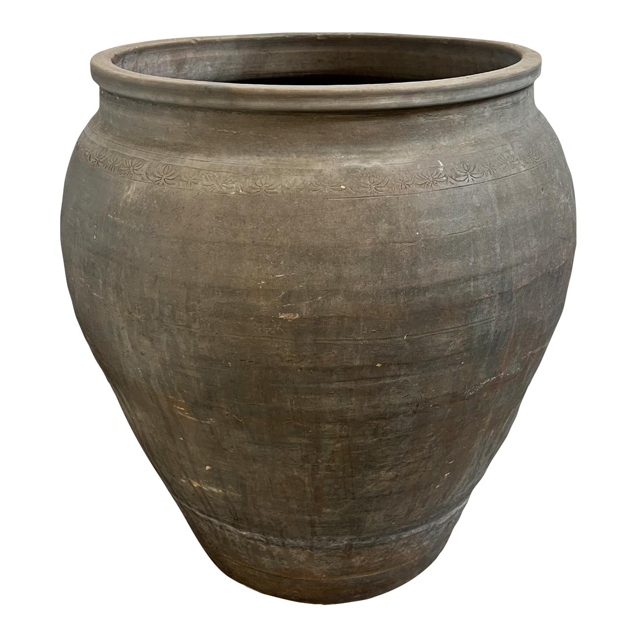 Vintage Charcoal Terra Cotta Planter Pot | Chairish