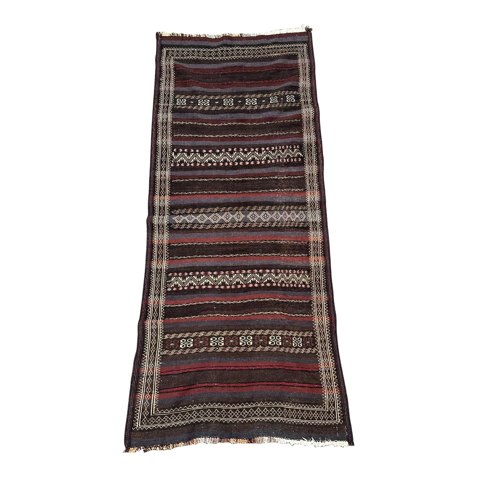 Vintage Hand Woven Tribal Turkmen Kilim Rug | Chairish