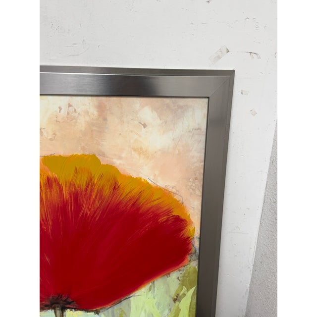 Contemporary Poppies Landscape Painting, Signed | Chairish