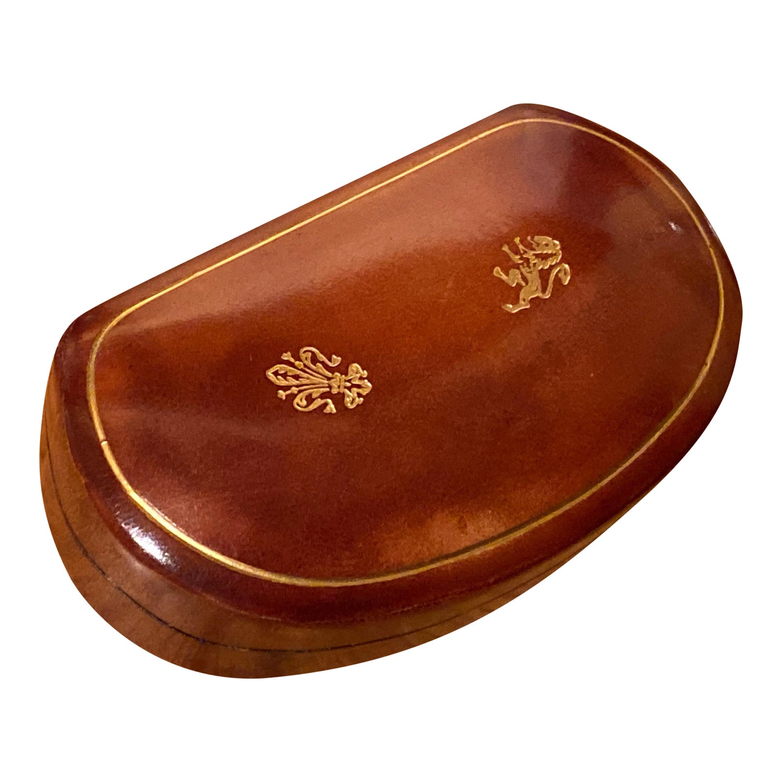 Vintage Handmade Leather Small Trinket Box Made in Firenze Italy | Chairish