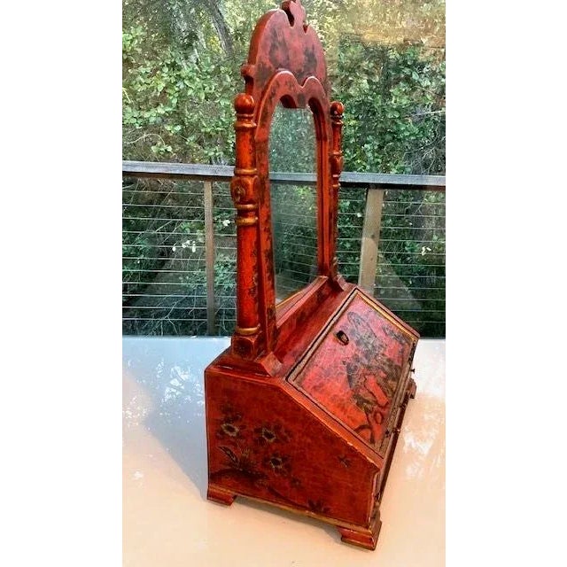 English Chinoiserie Dressing Table Mirror Slant Top Front | Chairish