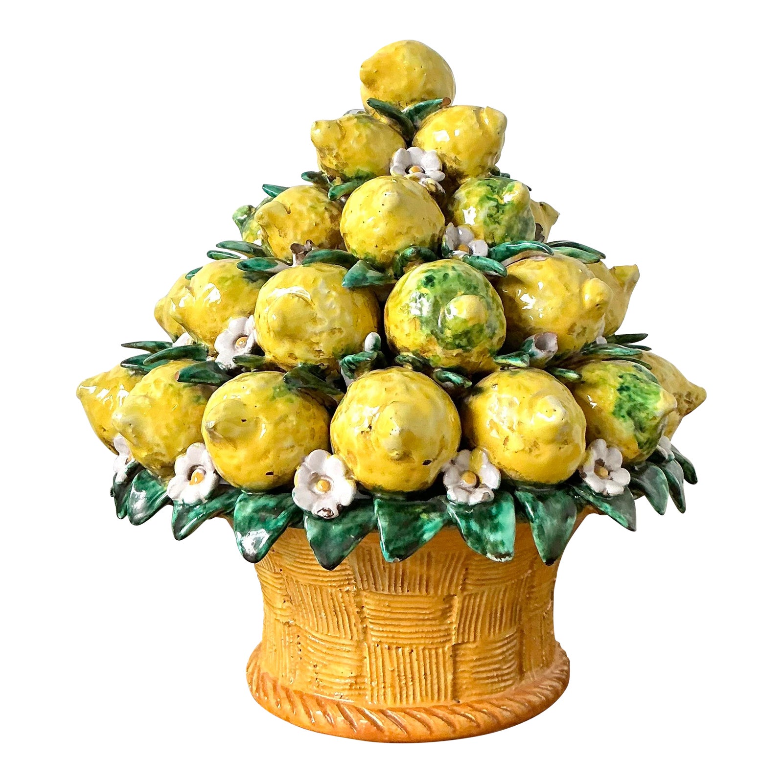 Vintage Italian Glazed Ceramic Lemon Topiary | Chairish
