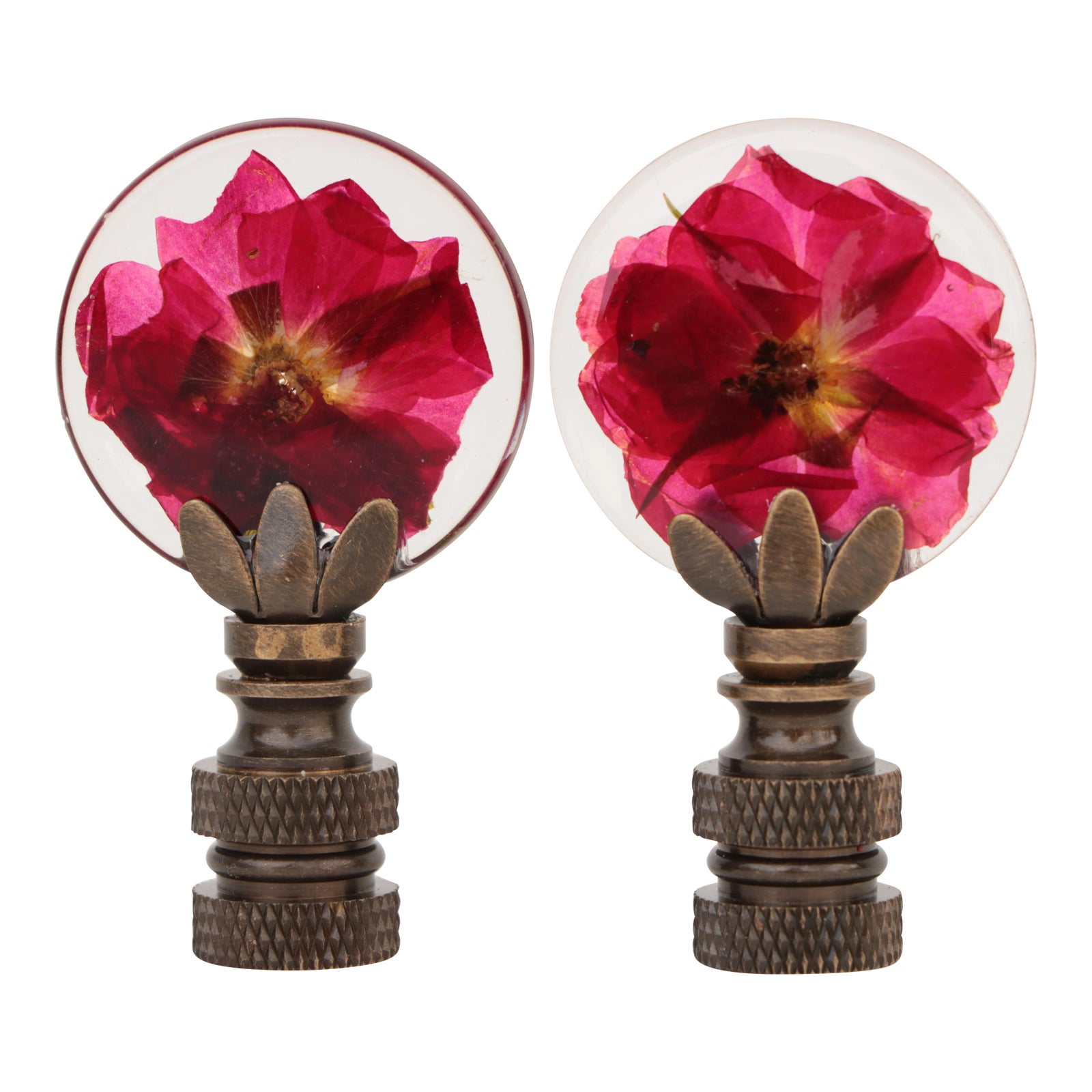 Preserved Flower Lamp Finials - a Pair | Chairish
