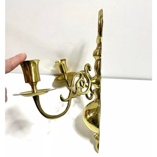Vintage Hollywood Regency Brass Candle Wall Sconces Candelabras - A ...