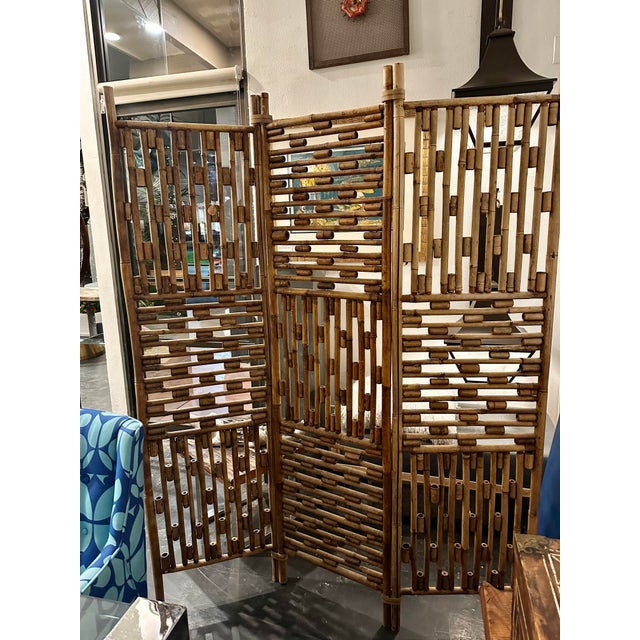 Vintage 70’s Cane Bamboo Room Divider Privacy Screen | Chairish