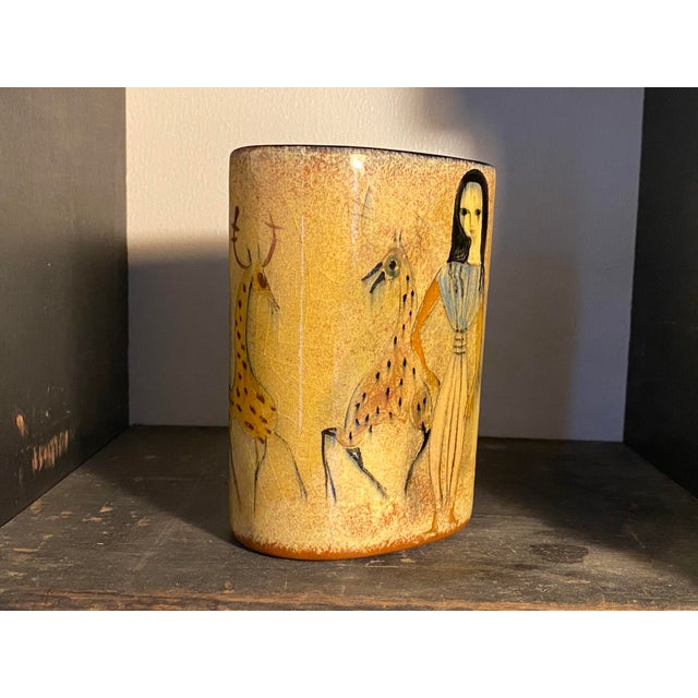1950s Mid-Century Poila Pillin Vase Featuring Figural and Animal Motifs ...