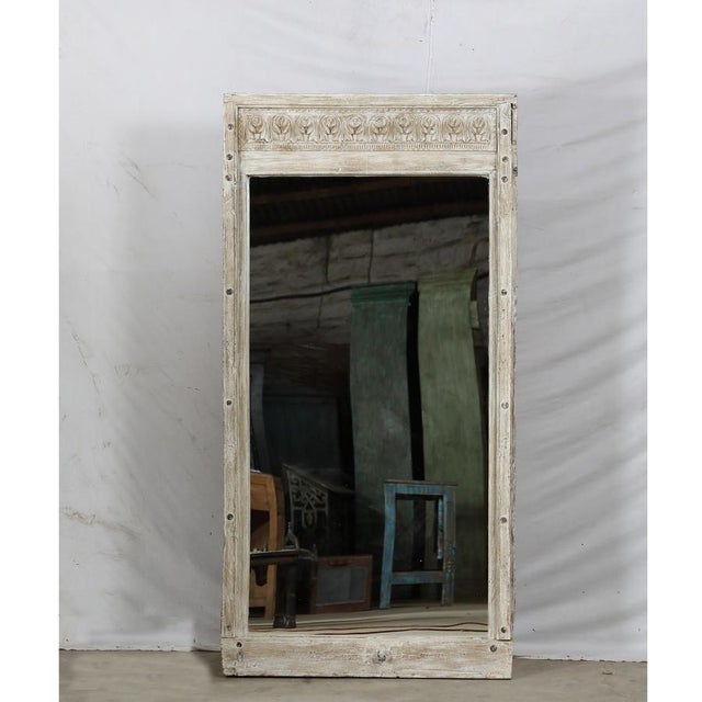 Antique Indian Bleached Teak Mirror Frame | Chairish