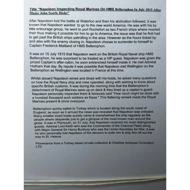 Large Military Oil Painting Napoleon Bonaparte Inspecting Royal Marines ...