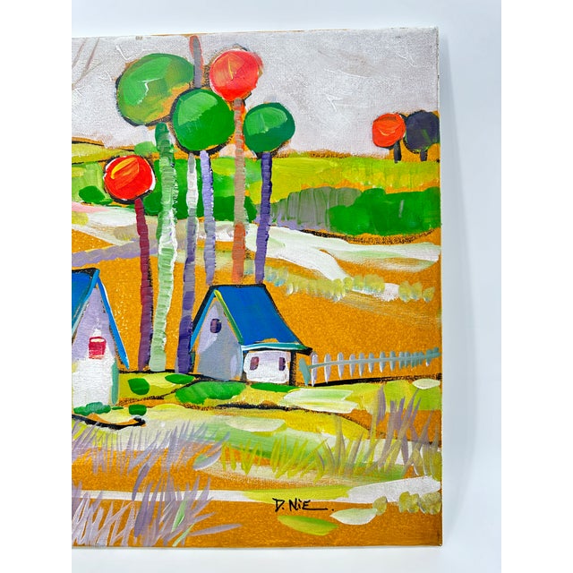 Daniel Nie Acrylic Painting Country House Signed | Chairish