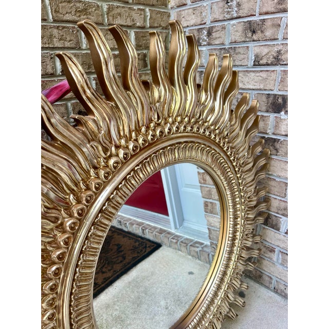 Vintage XL Sunburst Sun Ray Mirror | Chairish