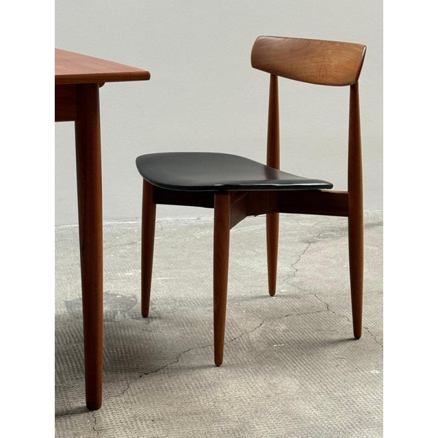 Teak Wood Black Leather Dining Chairs by H.W. Klein for Bramin, Denmark ...