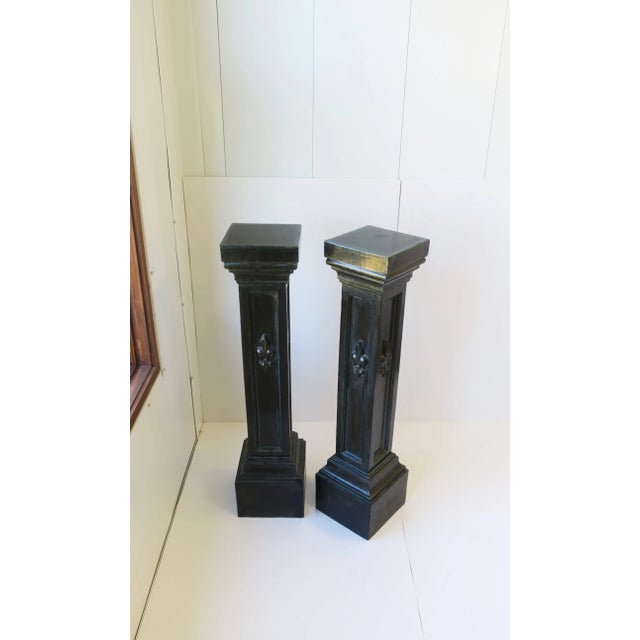 Black Columns Pillar Pedestal Plaster Stands With French Fluer De Lis ...