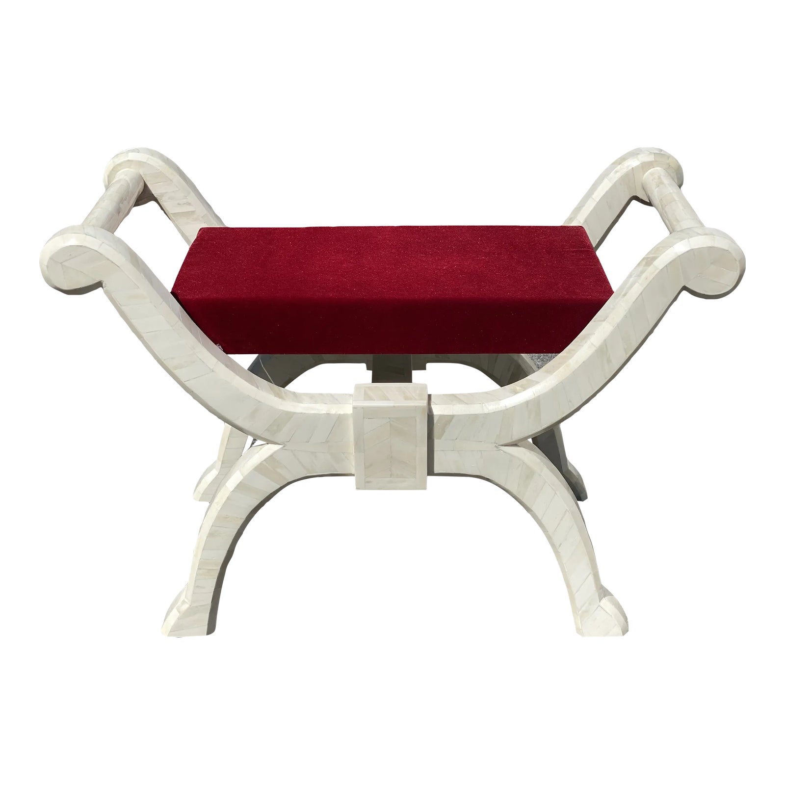 Indian Red Vanity Stool | Chairish