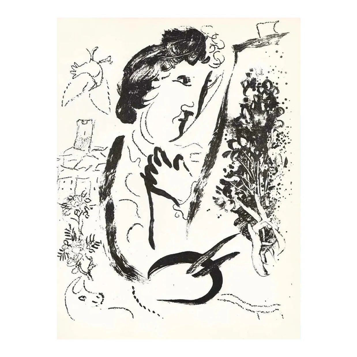 1963 Marc Chagall Original Lithograph in Front of the Picture | Chairish