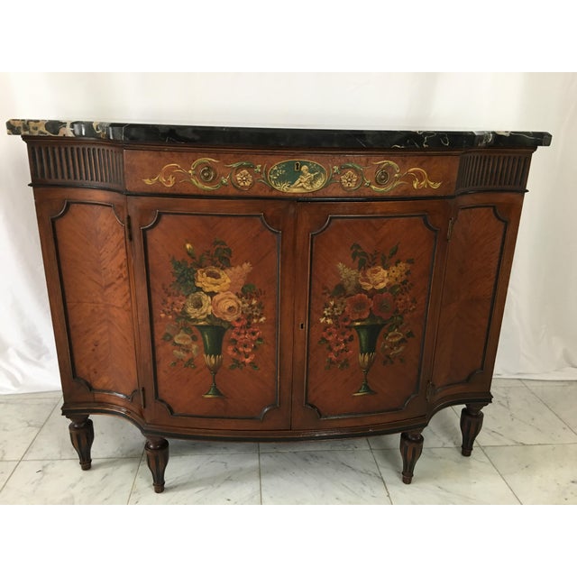 1930’s Traditional Adams Style Marble Serpentine Cabinet | Chairish