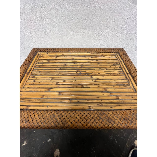 Vintage BoHo Chic Pencil Reed End Table With Drawers | Chairish