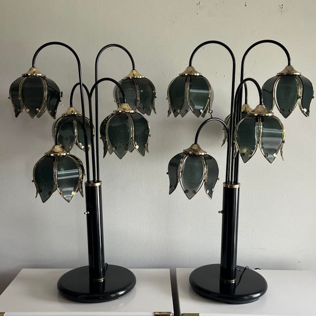 Vintage Waterfall Tulip Lotus Lamps - a Pair | Chairish