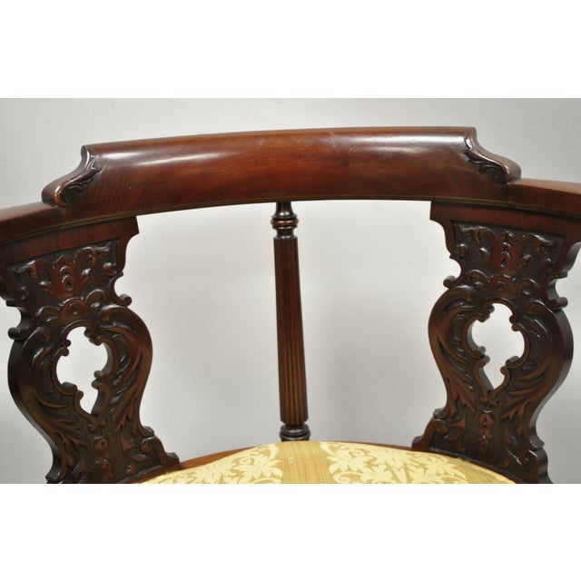 Antique Victorian French Style Mahogany Vanity Accent Side Chair With ...