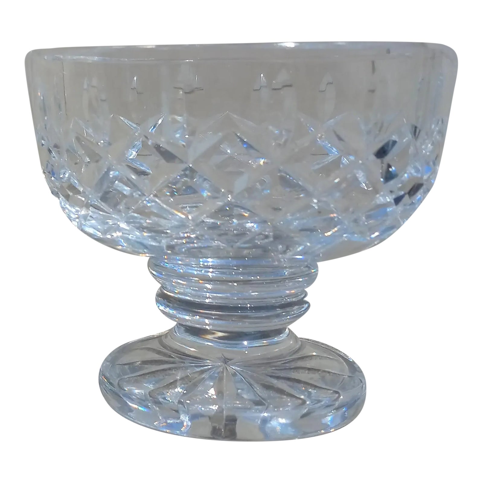 1980s Waterford Clara Lismore Crystal Footed Knopped Bowl | Chairish