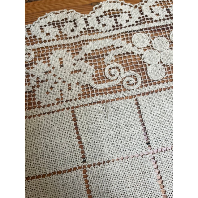 Antique Filet Crochet Darned Lace Table Runner | Chairish