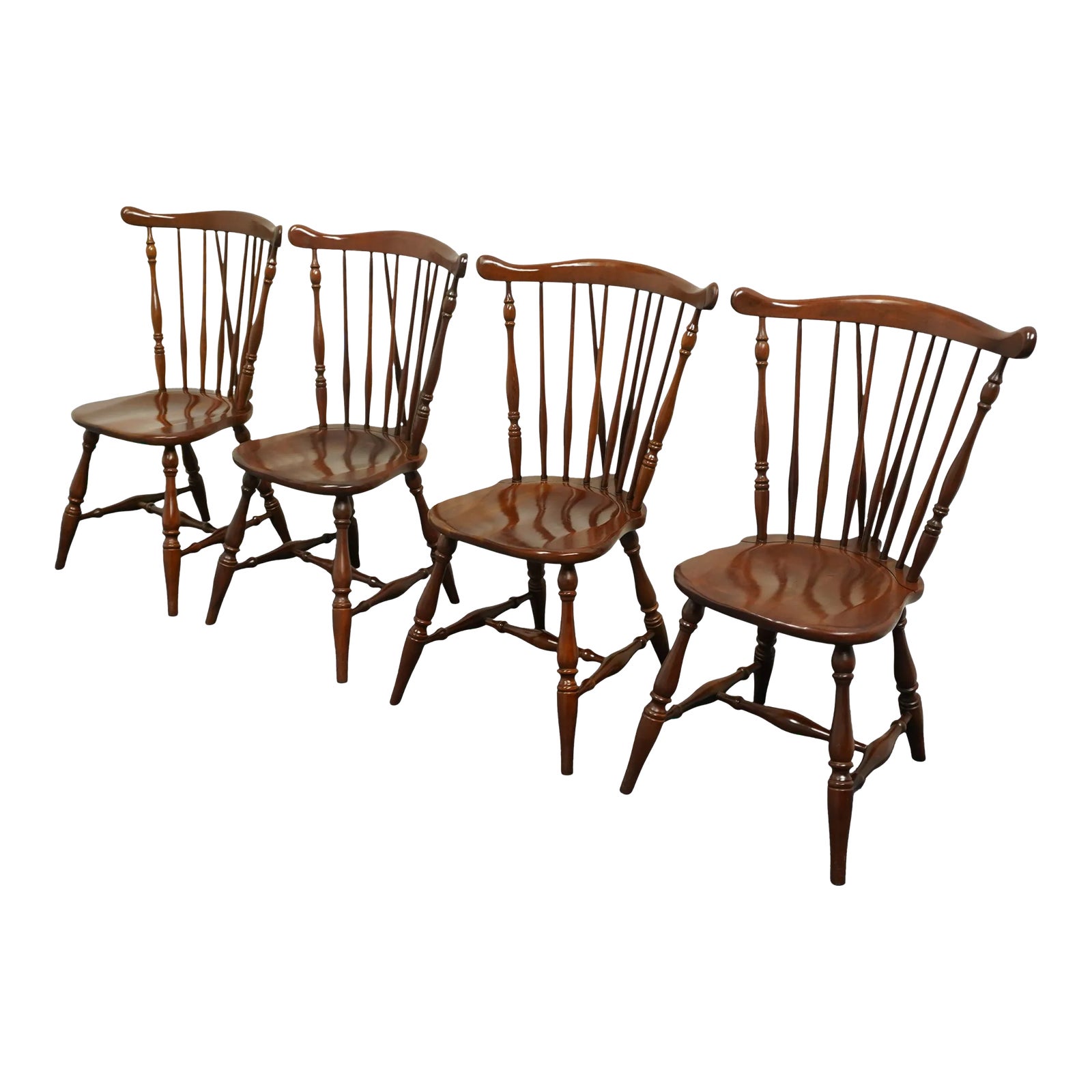 Set of 4 Cresent Furniture Solid Cherry Traditional Fiddleback Dining ...