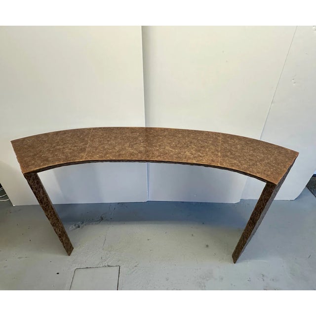 Curved Organic Modern Brown Capiz Shell Console or Writing Desk | Chairish