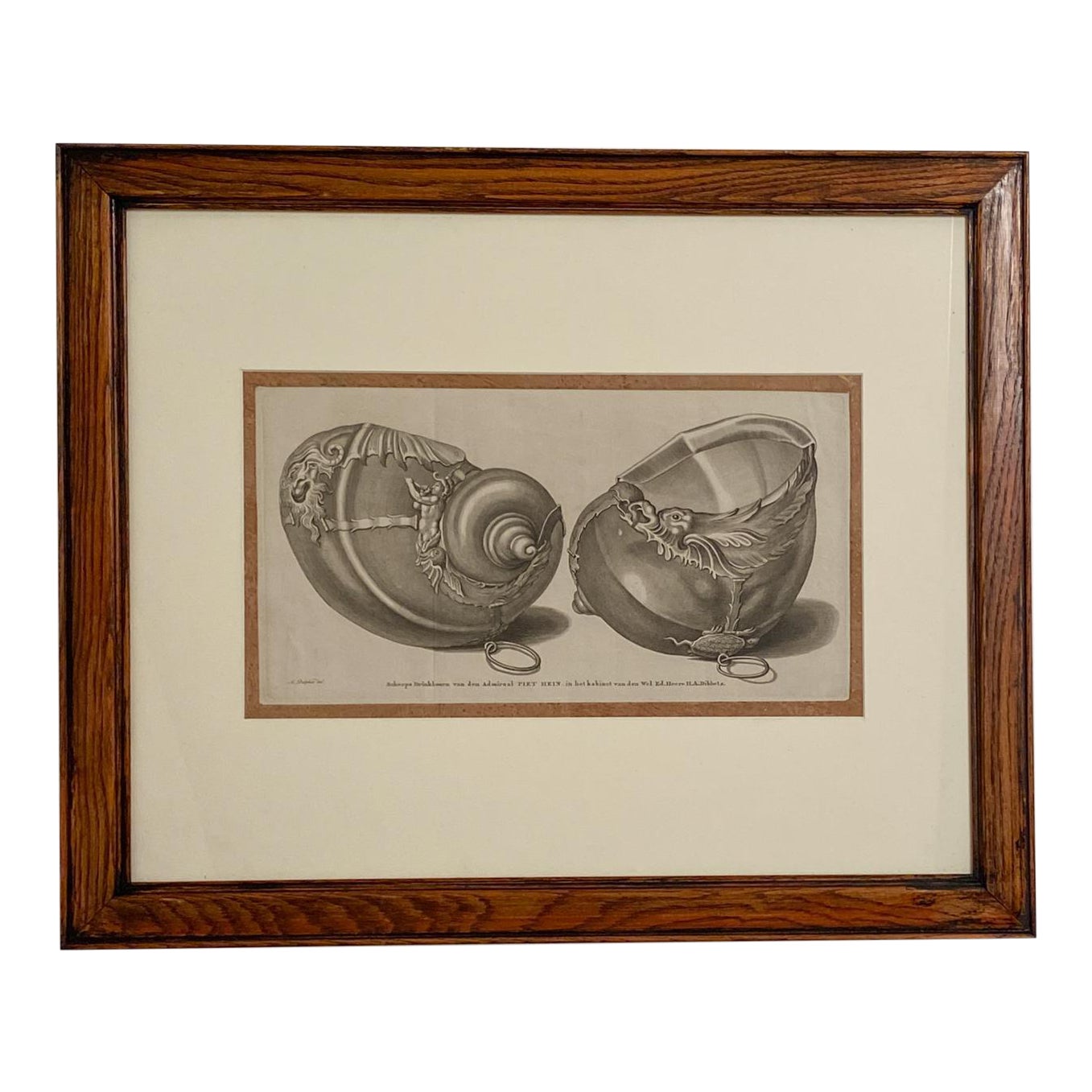 Circa 19th Century Baroque Sea Shell Drinking Cups Engraving | Chairish