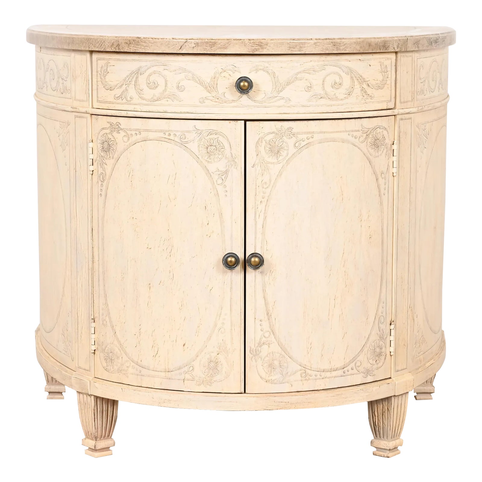 Drexel Heritage Italian Neoclassical Demilune Cabinet | Chairish