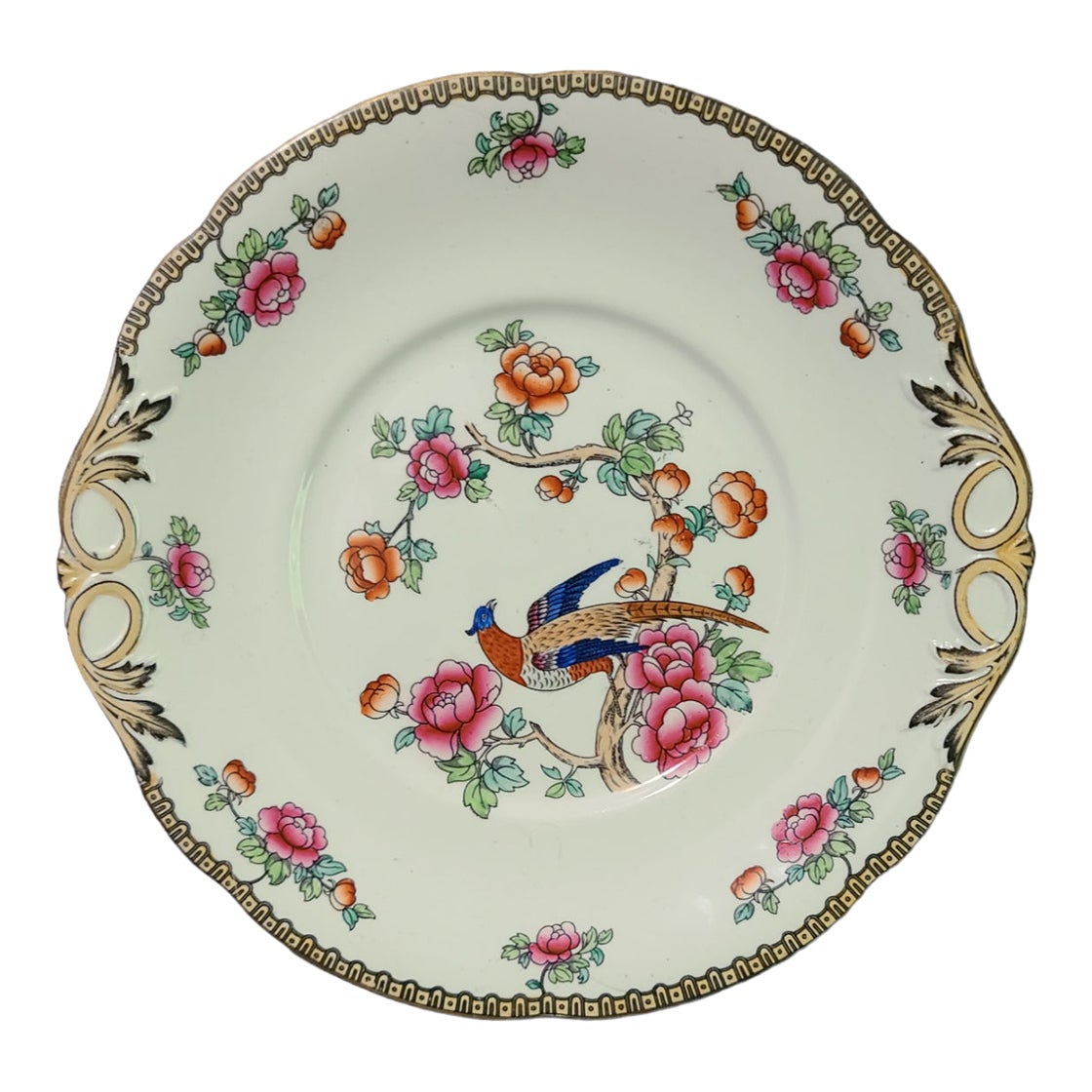 Vintage Hand Painted f.w & Co England Whieldon Ware Pheasant Floral ...