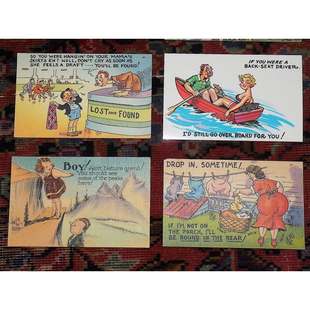 Vintage 1940's Humorous & Risque Color Lithograph Postcards - Set of 12 ...