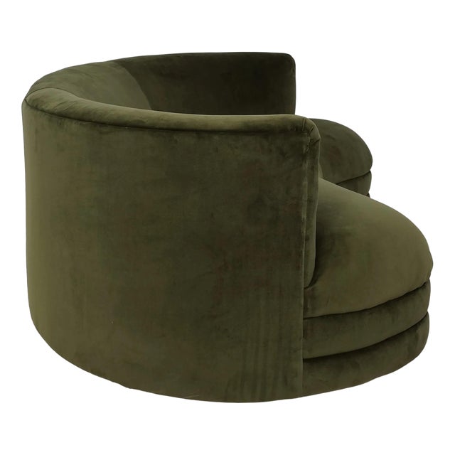 Curved Green Velvet Sofa | Chairish