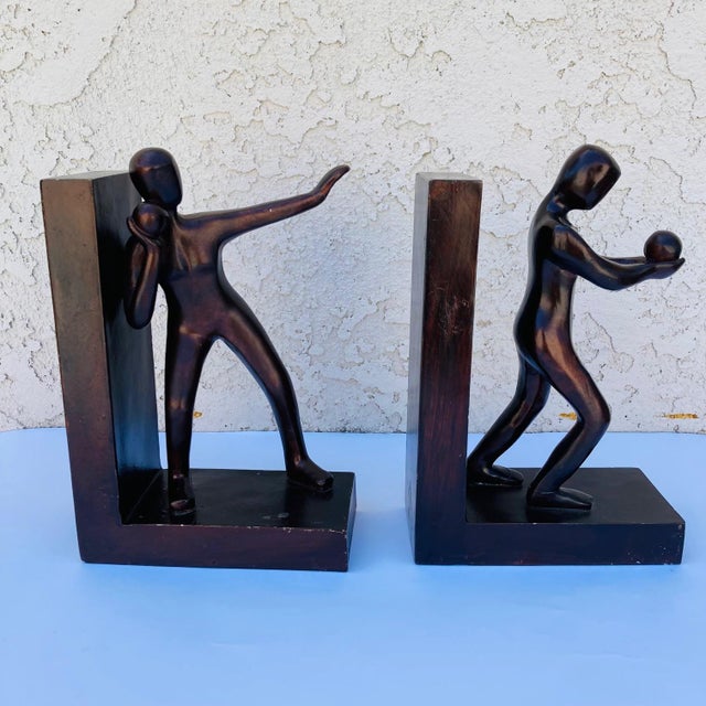 Pair of Mid Century Male Figurine Bookends | Chairish