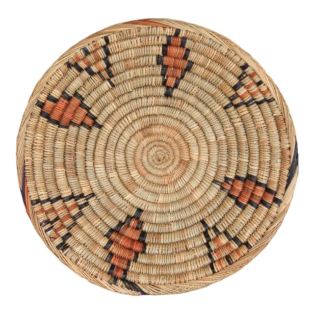 Late 20th Century Large Vintage Moroccan Hand Woven Palm Bread Basket ...
