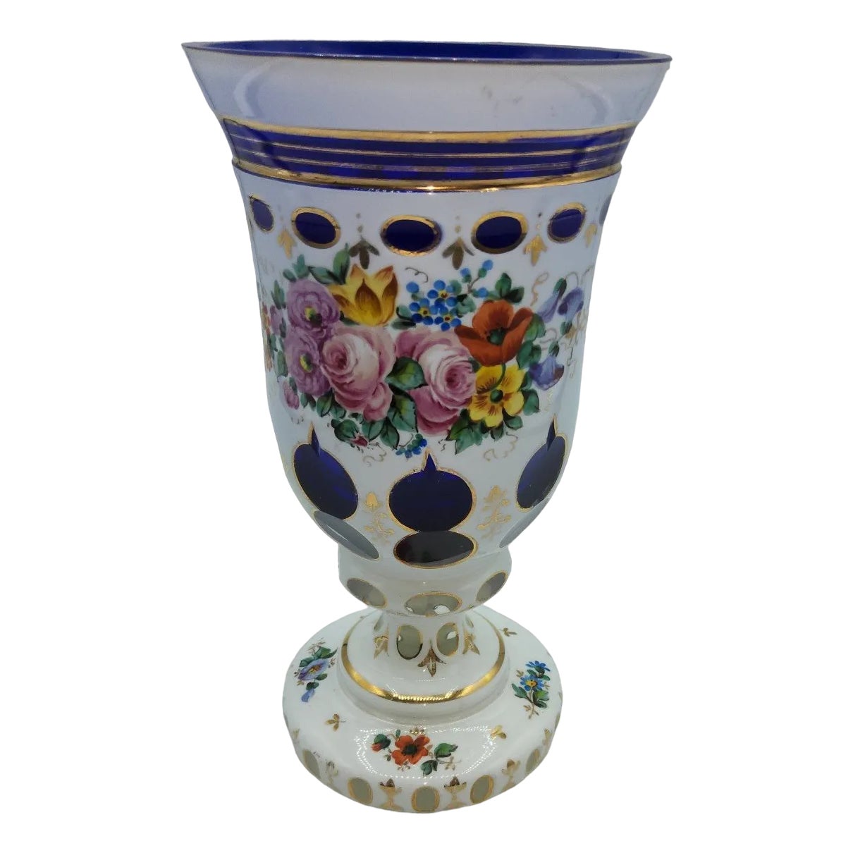 Bohemian Glass Overlay Vase | Chairish