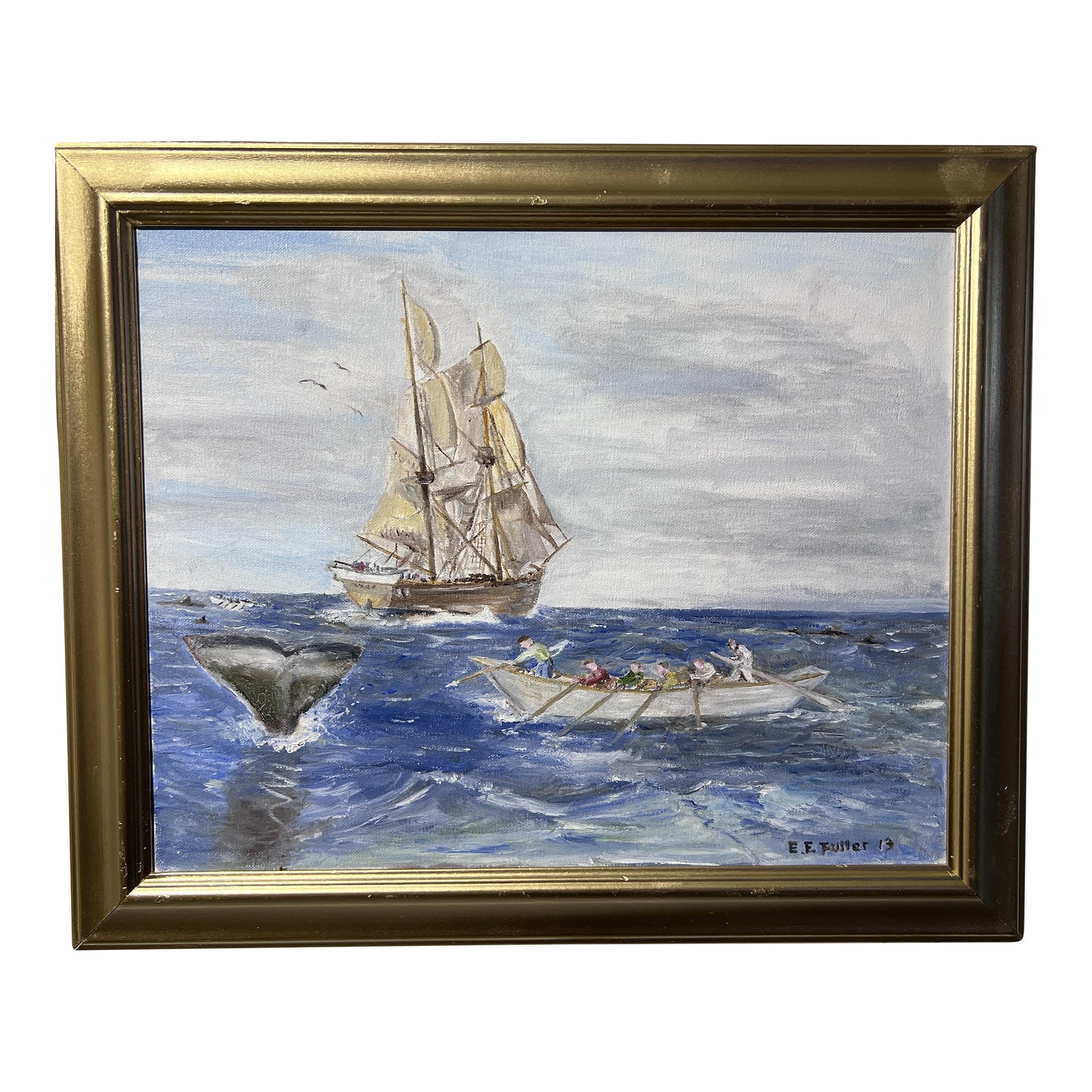 Artist e.f. Fuller Original Painting on Canvas, Seascape, Sailboat ...