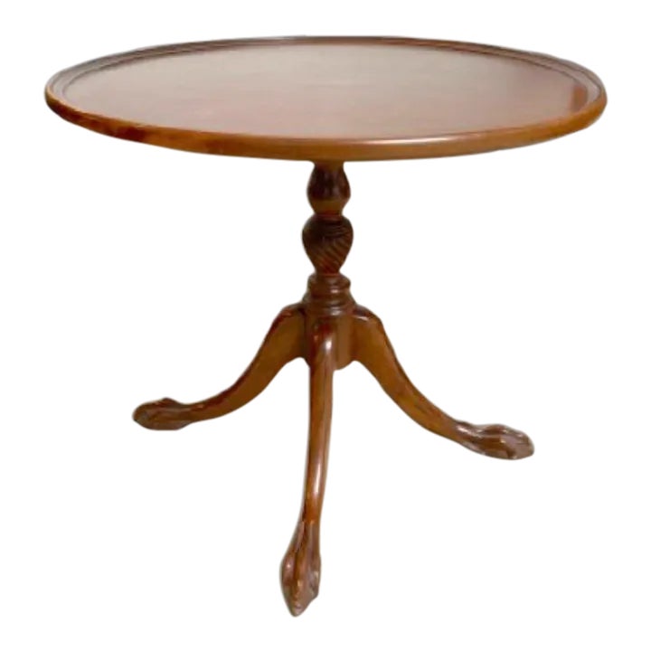 Late 20th Century Wooden Round Tri-Leg Claw Foot Occasional Table ...