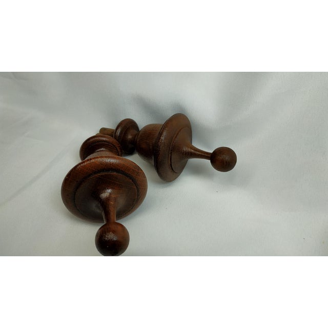Vintage Carved Wood Finials Toppers for Furniture Curtain Rods ...