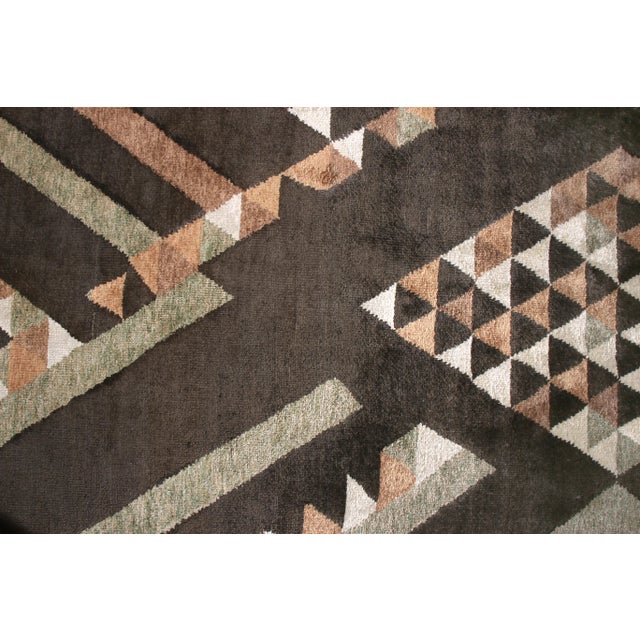 Rug & Kilim’s Scandinavian Style Rug in Brown Geometric Pattern | Chairish