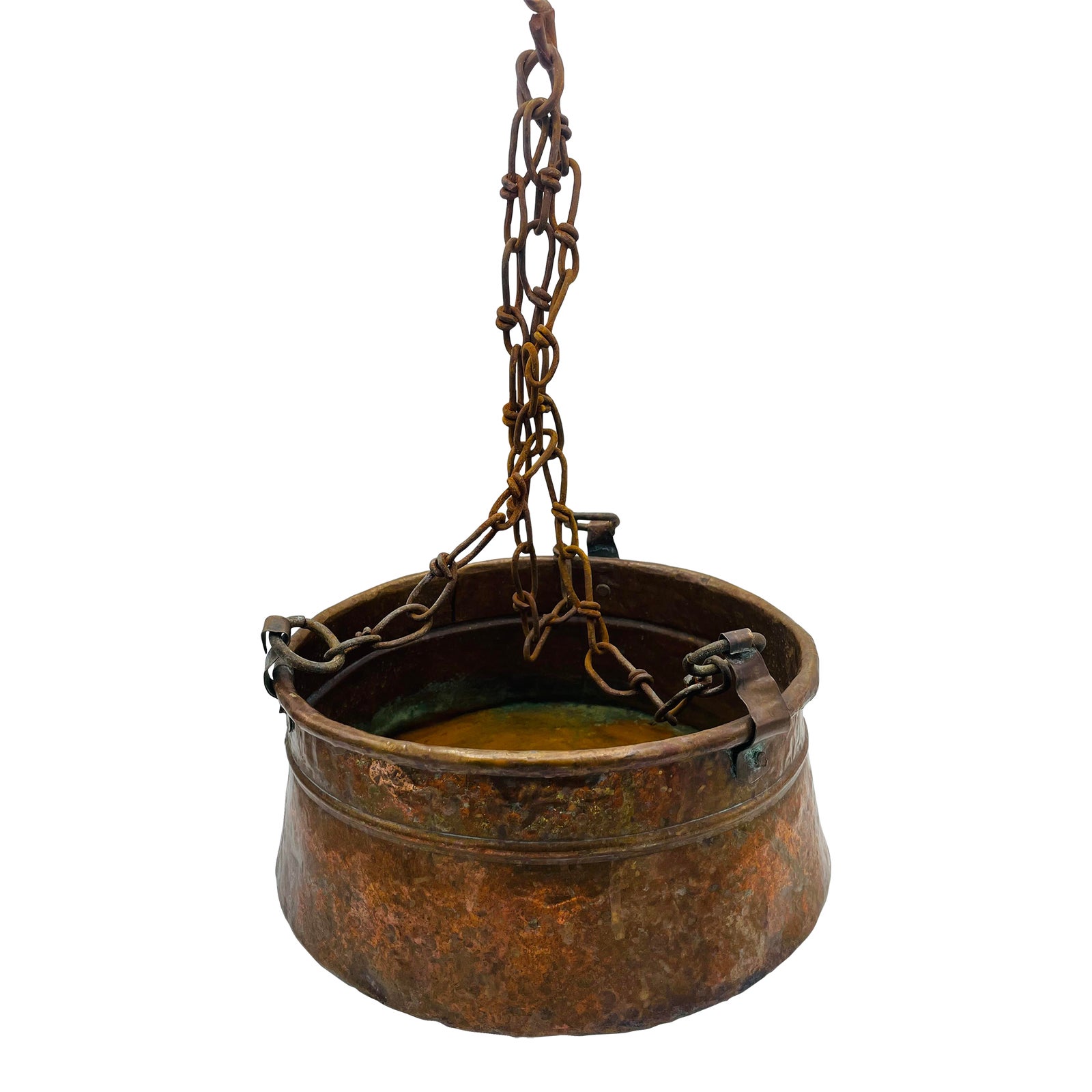 Antique Hanging Copper Pot / Planter | Chairish
