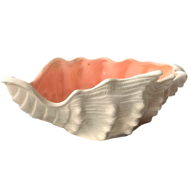 1970's Vintage Fitz and Floyd Porcelain Pink and White Clam Shell ...