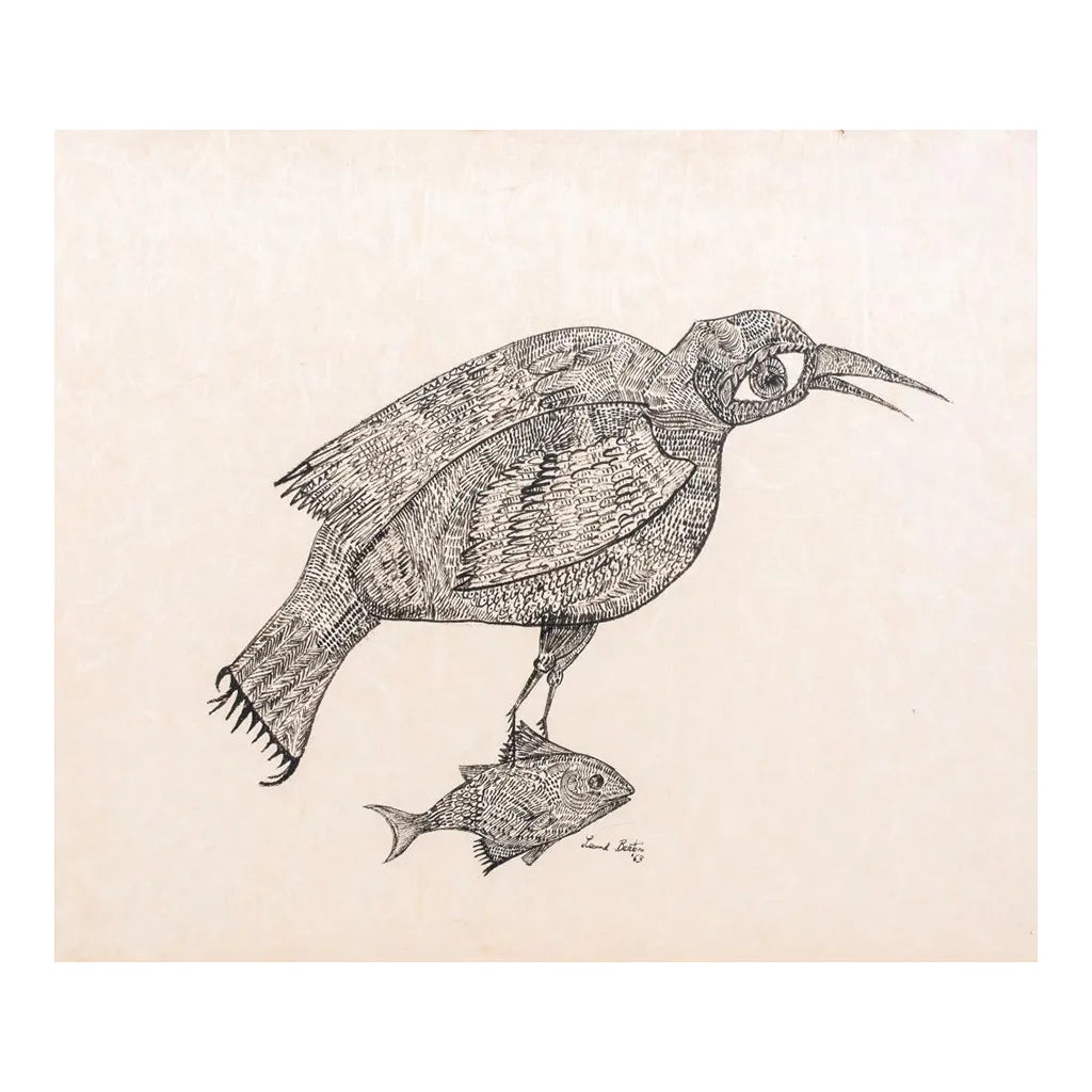 Leonard Barton "Bird of Prey" Ink on Paper | Chairish